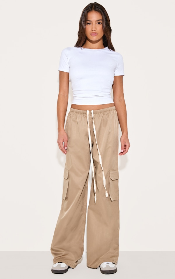 Stone Drawstring Cargo Pocket Straight Leg Pants | Bottoms ...