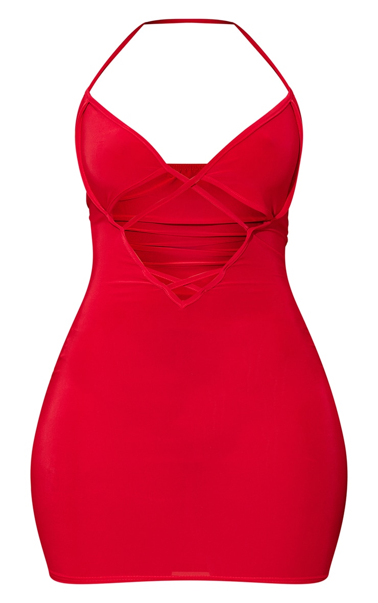 Shape Robe moulante rouge à détail lanières et bretelles fines ...