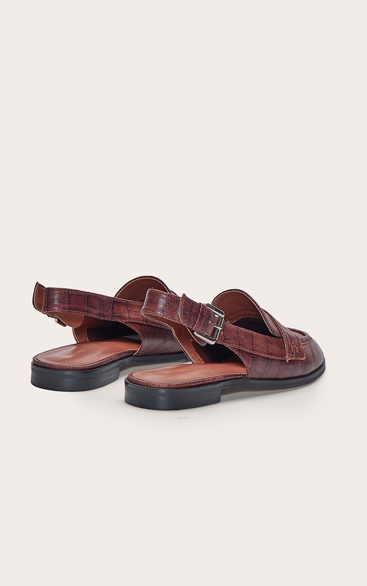 Chocolate Croc Slingback Loafer | Footwear | PLT