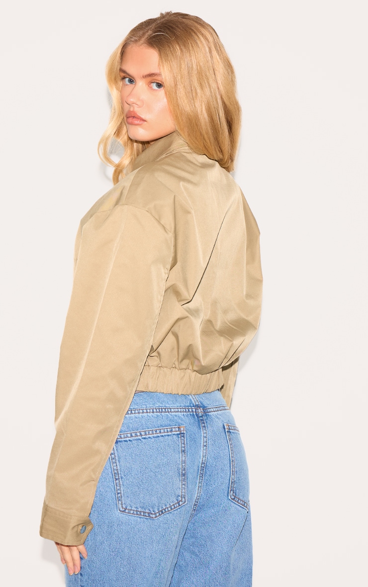 Olive Canvas Collar Detail Zip Up Jacket | Outerwear ...