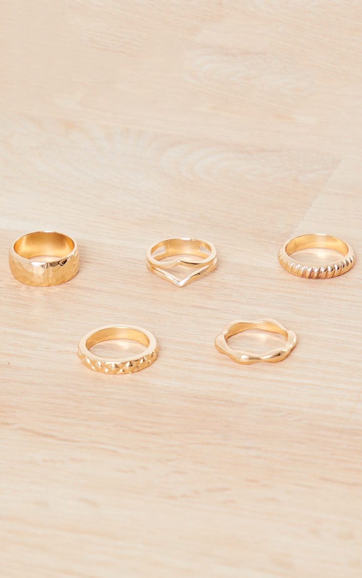 Gold Assorted 5 Pack Rings | Accessories | PrettyLittleThing