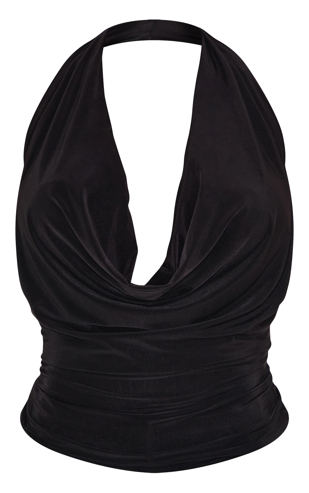 Shape Black Halter Long Line Open Back Top | Shape | PLT USA