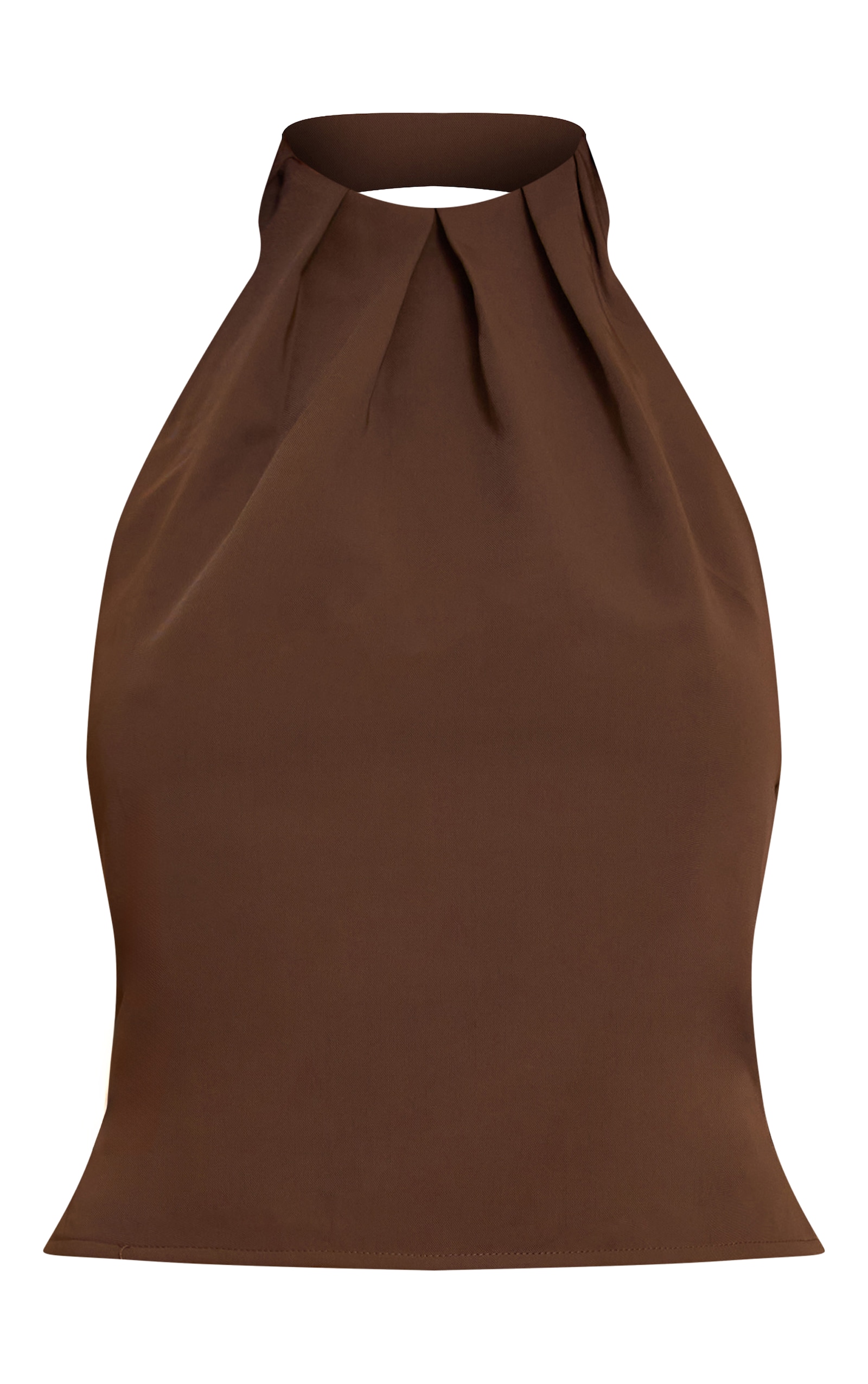 Dark Brown Woven Pleated High Neck Long Top | Co-ords ...