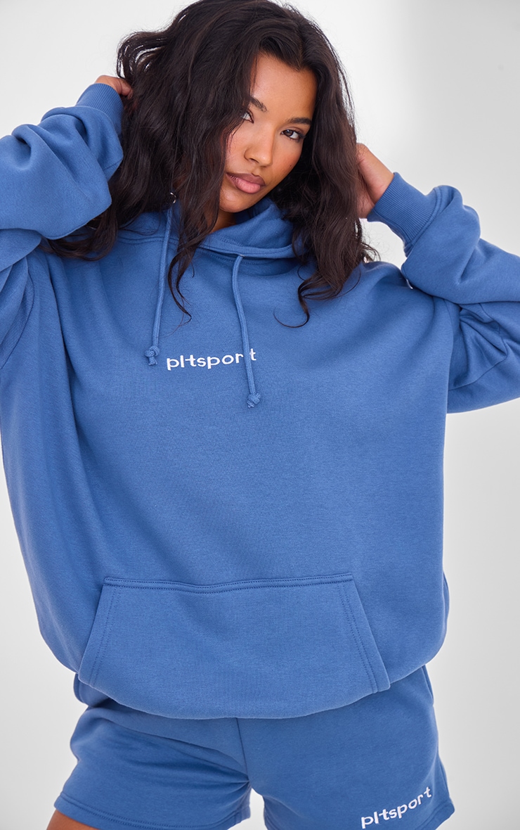 PLT SPORT Steel Embroidered Oversized Hoodie | Athleisure | PLT