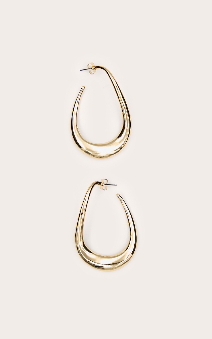 Gold Oversized Slim Hoop Earrings | Accessories | PrettyLittleThing USA