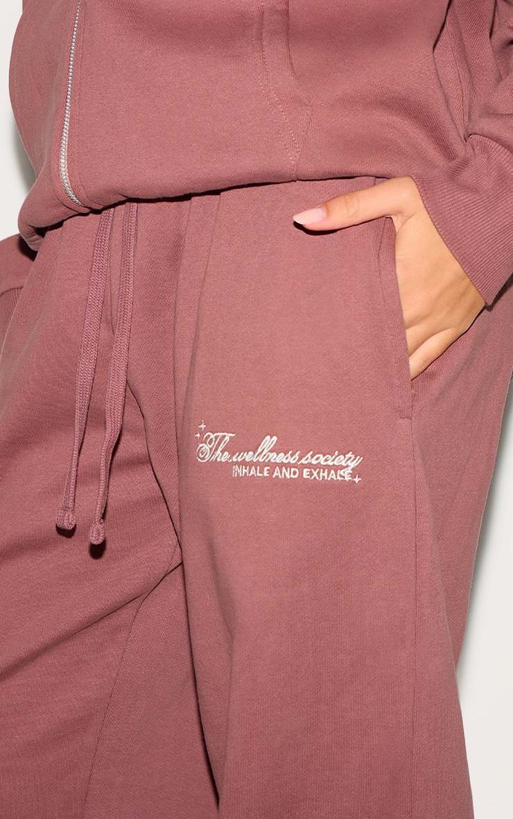 Mauve Healthy Body & Mind Embroidered Joggers | Athleisure | PLT