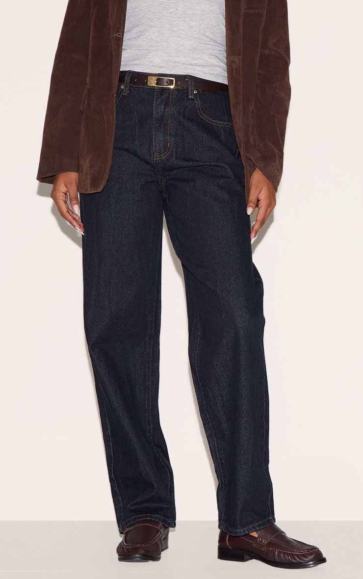 Dark Indigo High Waist Boyfriend Jeans | Denim | PLT USA