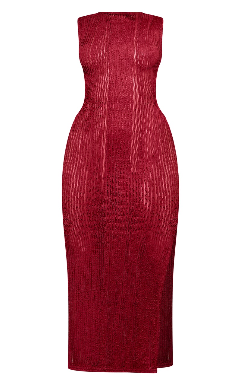 Burgundy Texture Extreme Back Cut Out Maxi Dress | Dresses ...