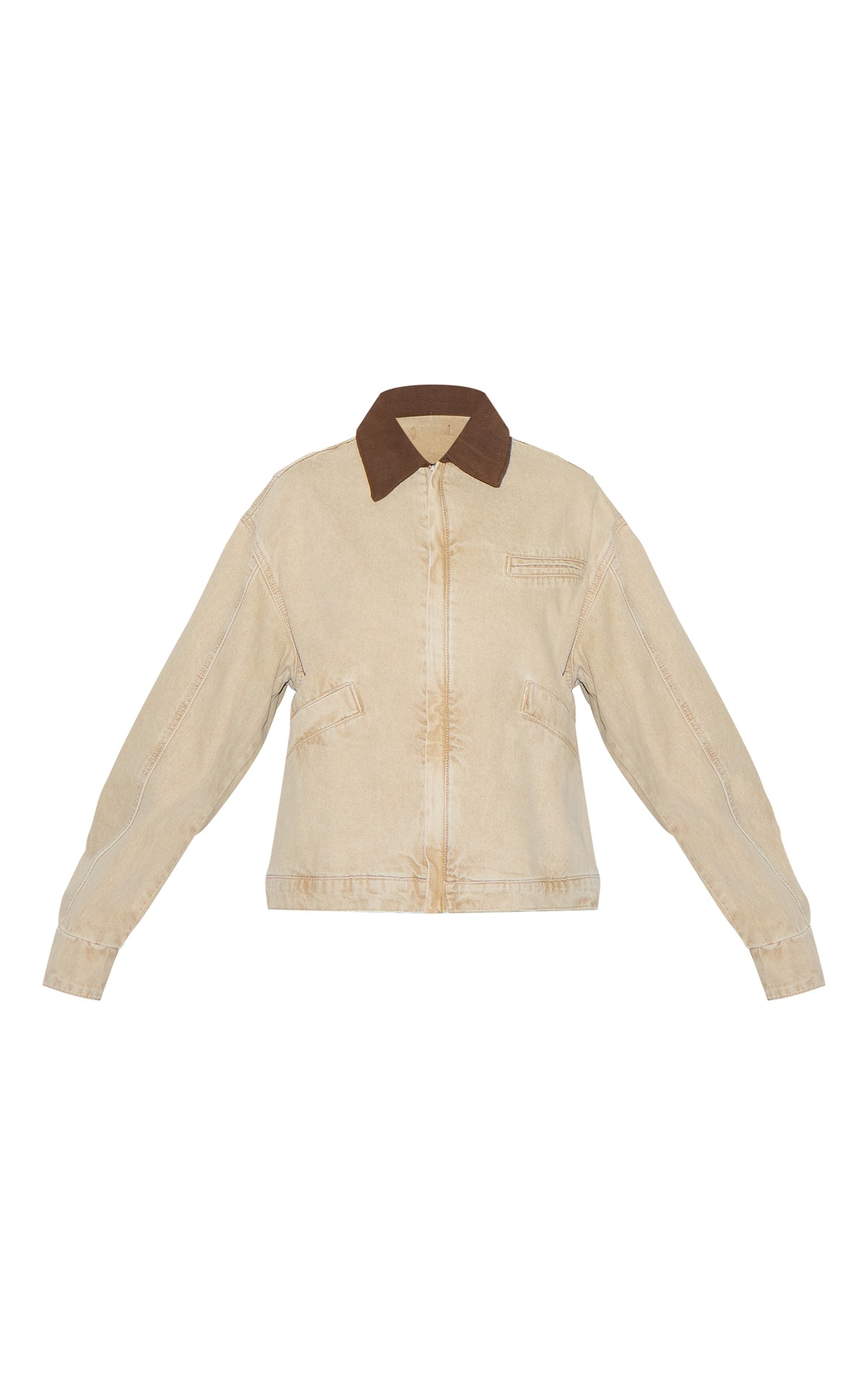 Sand Seam Detail Boxy Denim Carpenter Jacket | Denim | PLT KSA