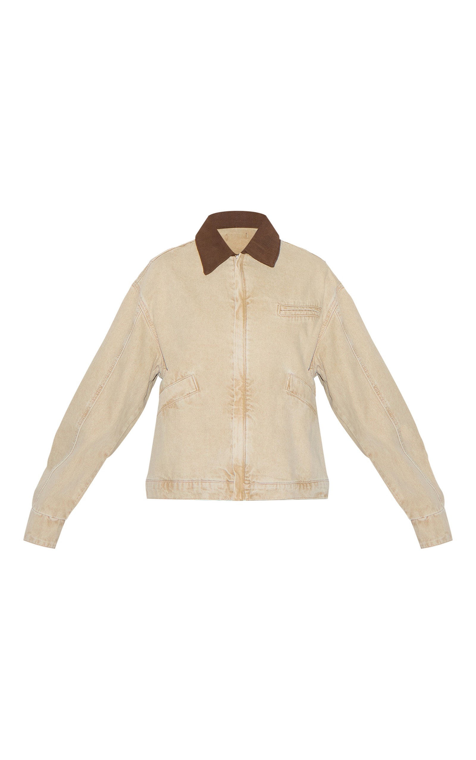 Sand Seam Detail Boxy Denim Carpenter Jacket | Denim | PLT KSA