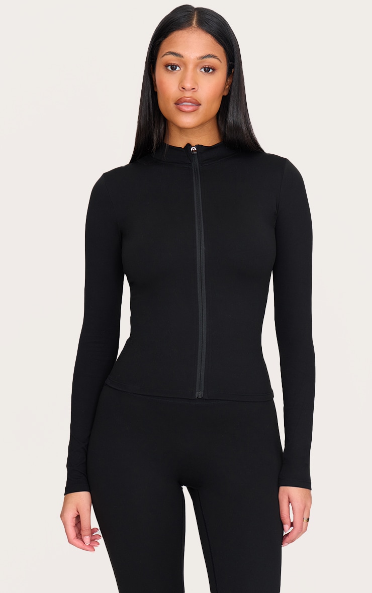 Tall Black Basic Sculpt Zip Jacket | Tall | PLT