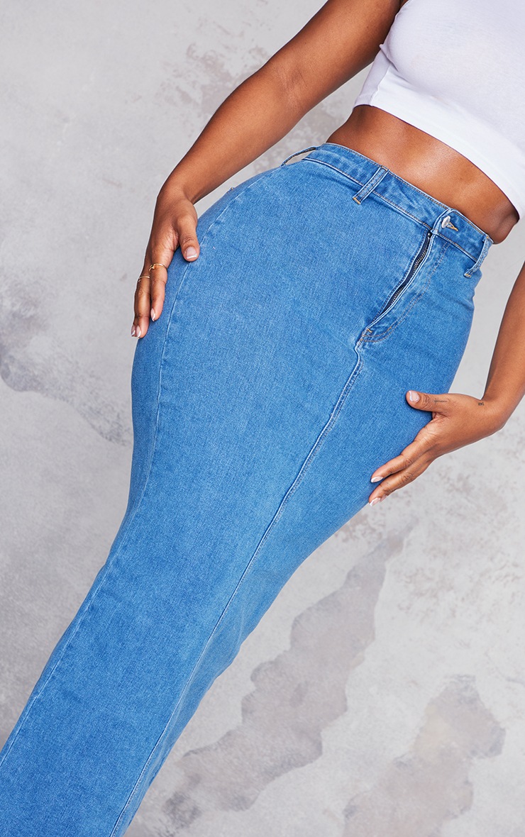 Shape Mid Blue Wash Denim Disco Midaxi Skirt | Shape | PLT USA