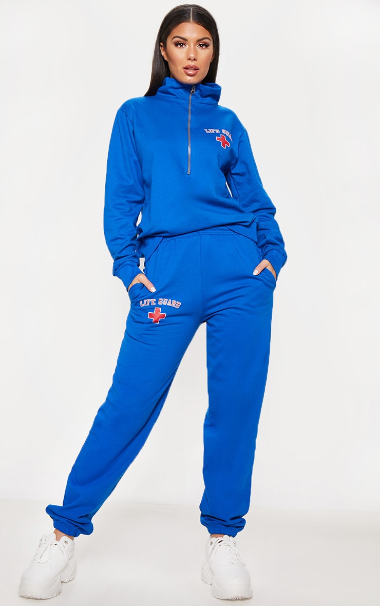 Blue Lifeguard Slogan Zip Up Sweater | Tops | PrettyLittleThing