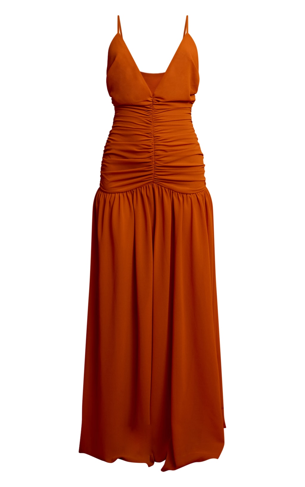 Rust Chiffon Ruched Maxi Beach Dress | Swimwear | PLT
