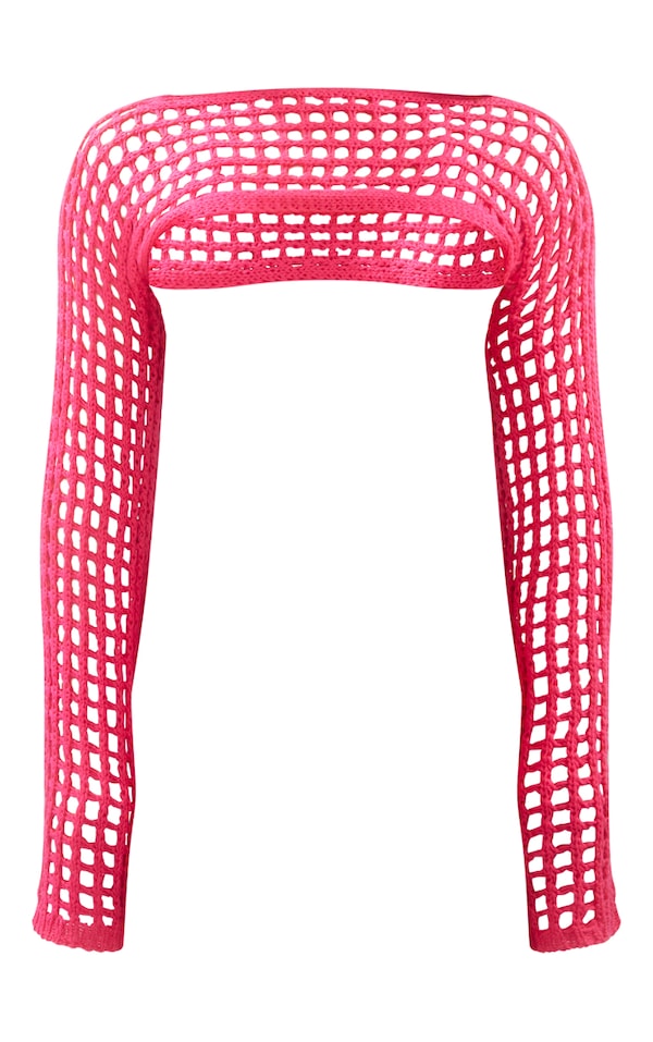 Hot Pink Crochet Extreme Cropped Beach Top | PrettyLittleThing