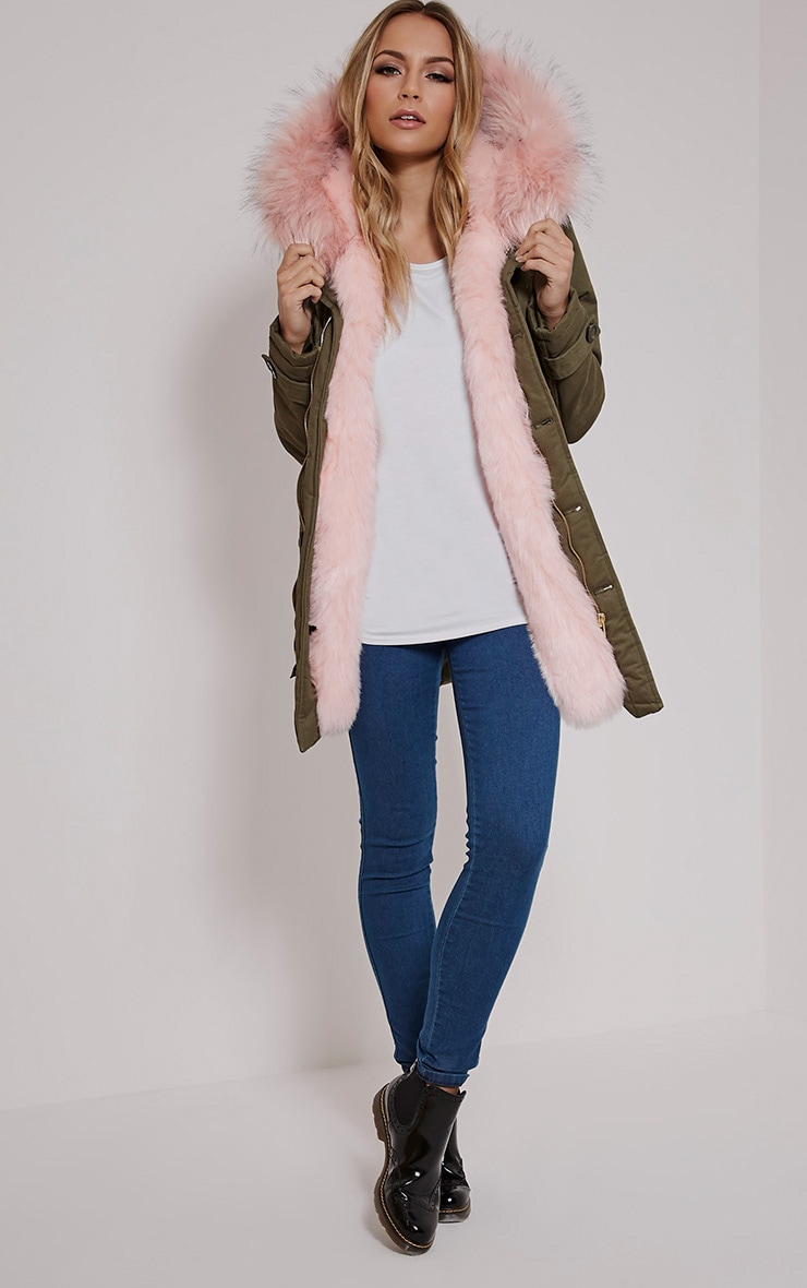 Jen Pink Faux Fur Lined Premium Parka Coat | PrettyLittleThing USA