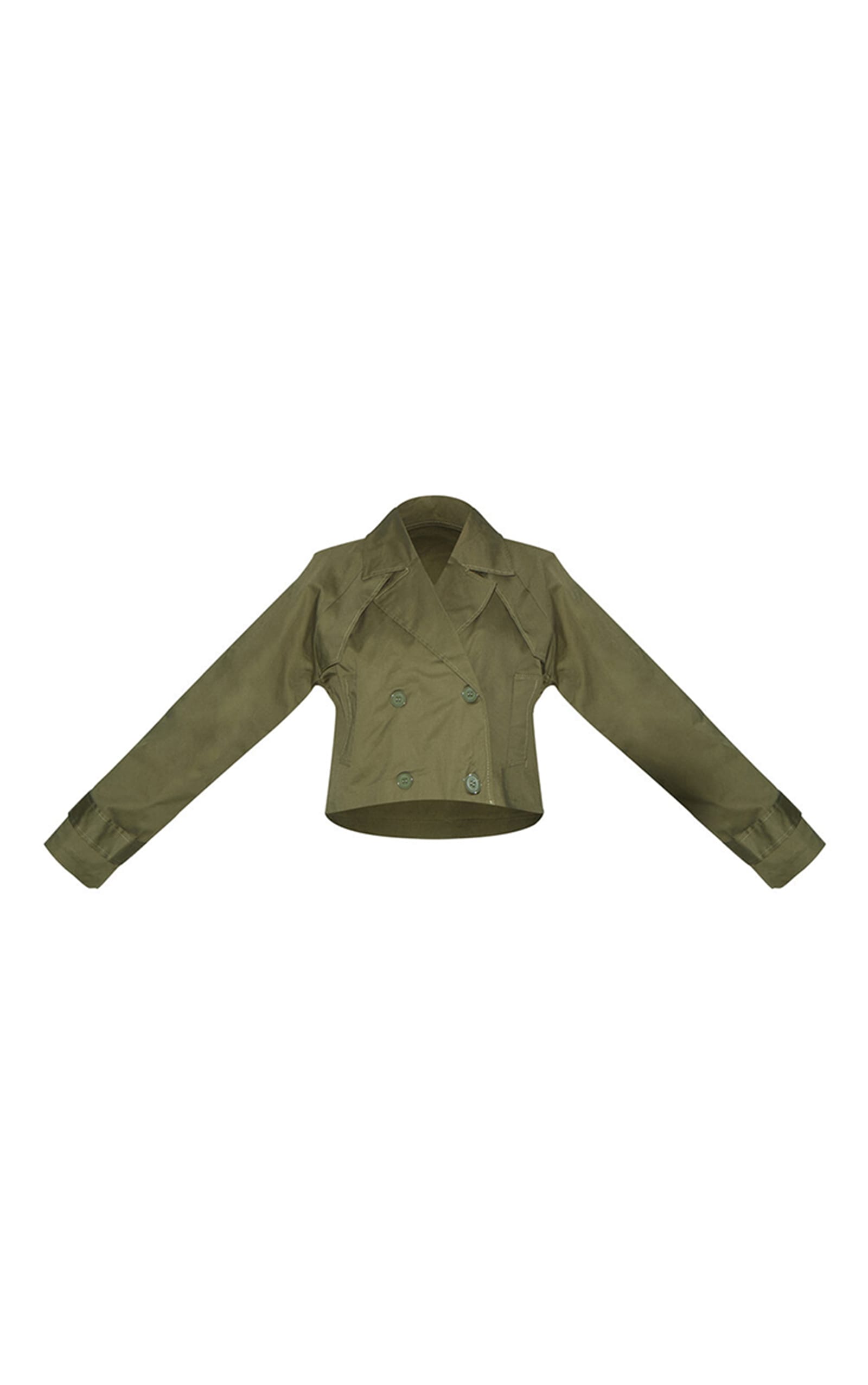 Khaki Cropped Storm Flap Detail Trench Coat | Outerwear ...