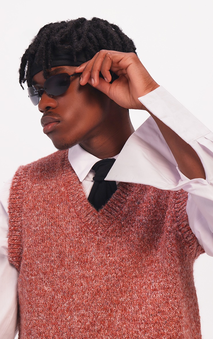 Red Marl Knit Jumper Vest | Knitwear | PLT