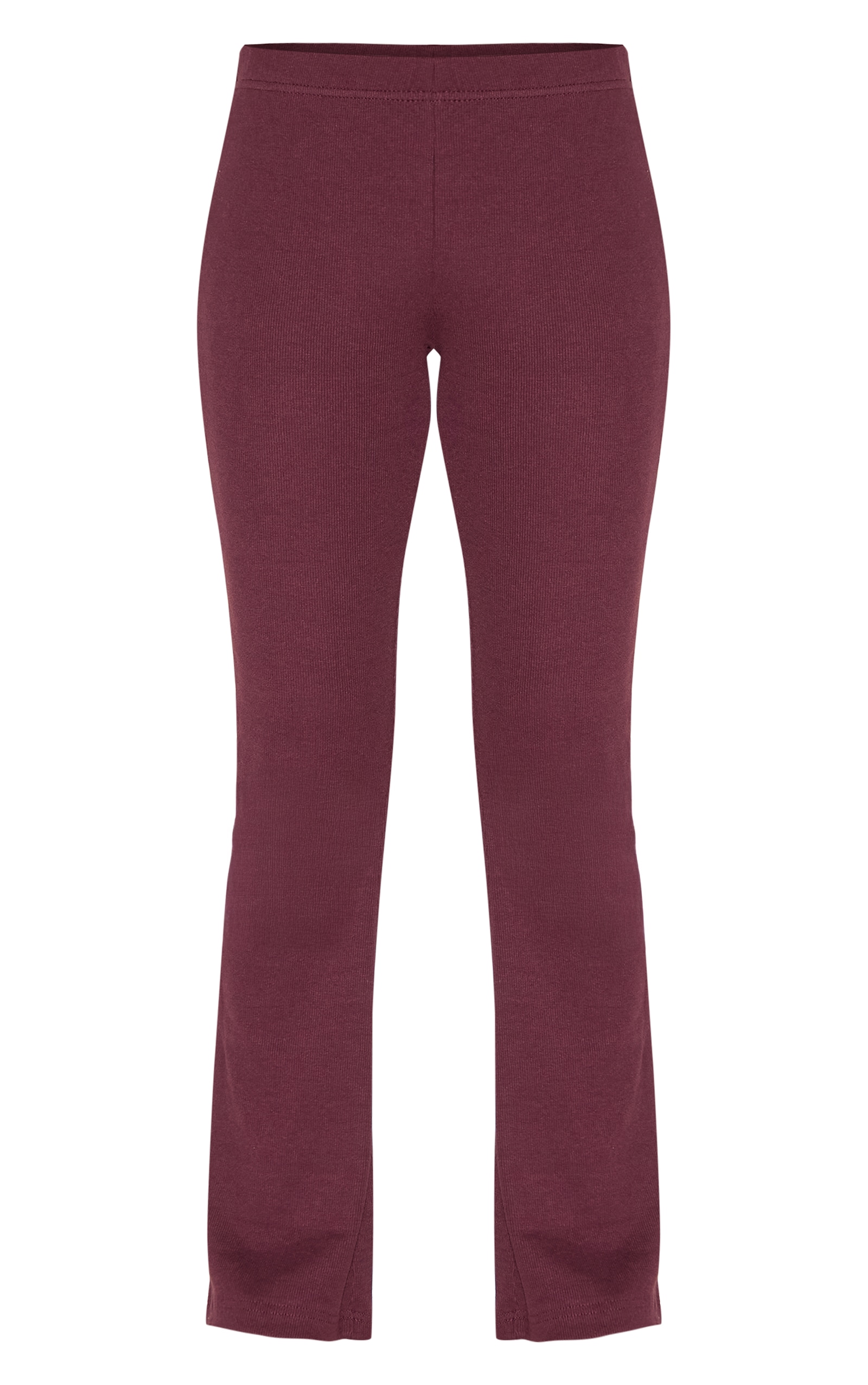 Plum Ribbed Elasticated Skinny Flare Trousers | Co-ords | PLT