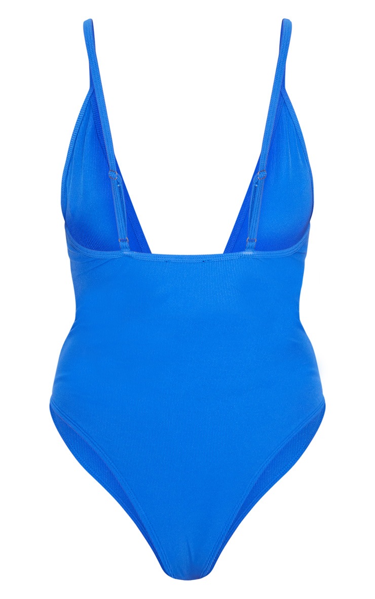 Cobalt Ribbed Lace Up Front Swimsuit | PLT