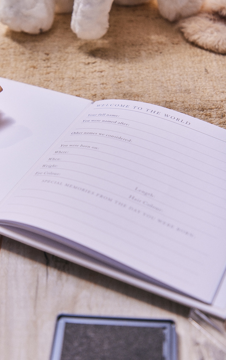 Bambino Linen Record Book & Ink Pad Tiny Fingers Tiny Toes ...