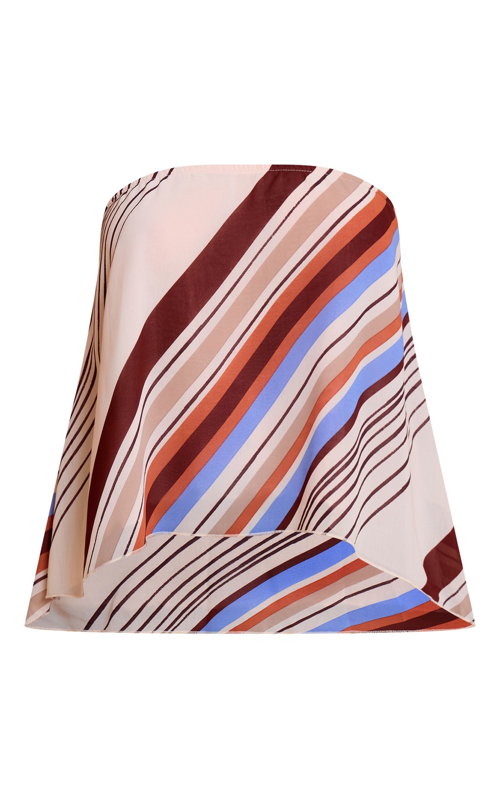 Multi Printed Striped Chiffon Floaty Bandeau Top | Tops | PLT