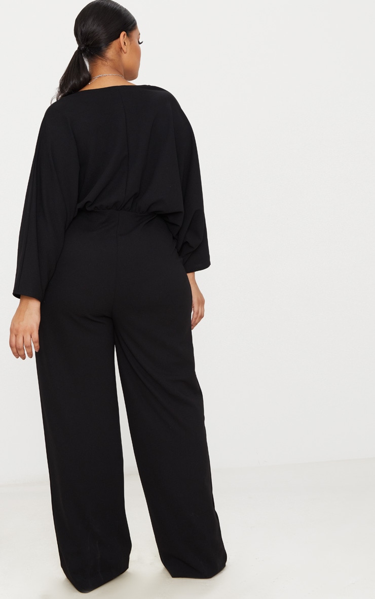 Plus Black Crepe Batwing Cut Out Jumpsuit | PrettyLittleThing USA