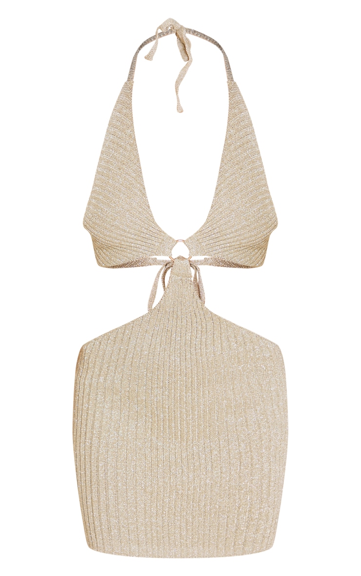 Gold Glitter Knit Cut Out Mini Dress | Knitwear | PLT