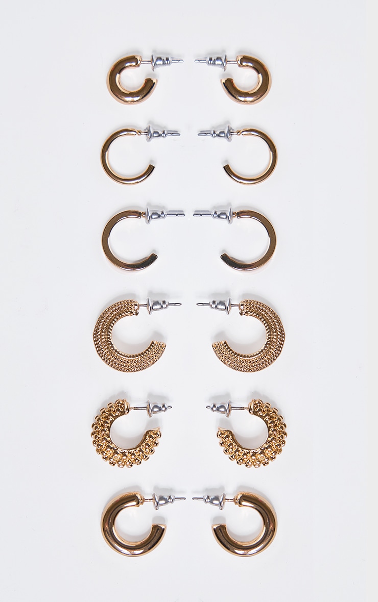 Gold Abstract Chunky Hoop Earrings Multipack | Accessories ...