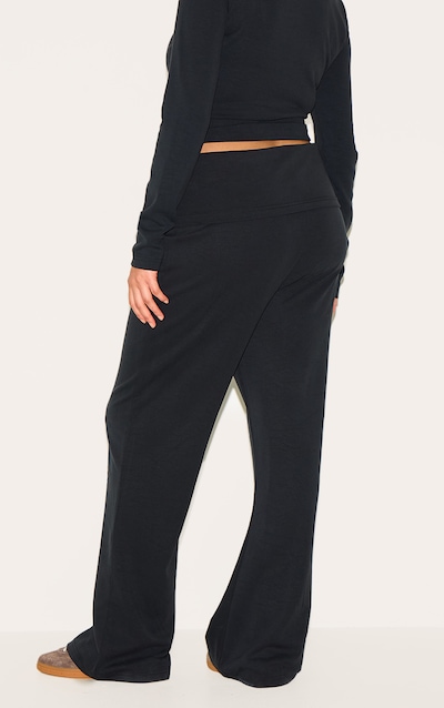 Plus Black Modal Fold Over Flares | Plus Size | PLT