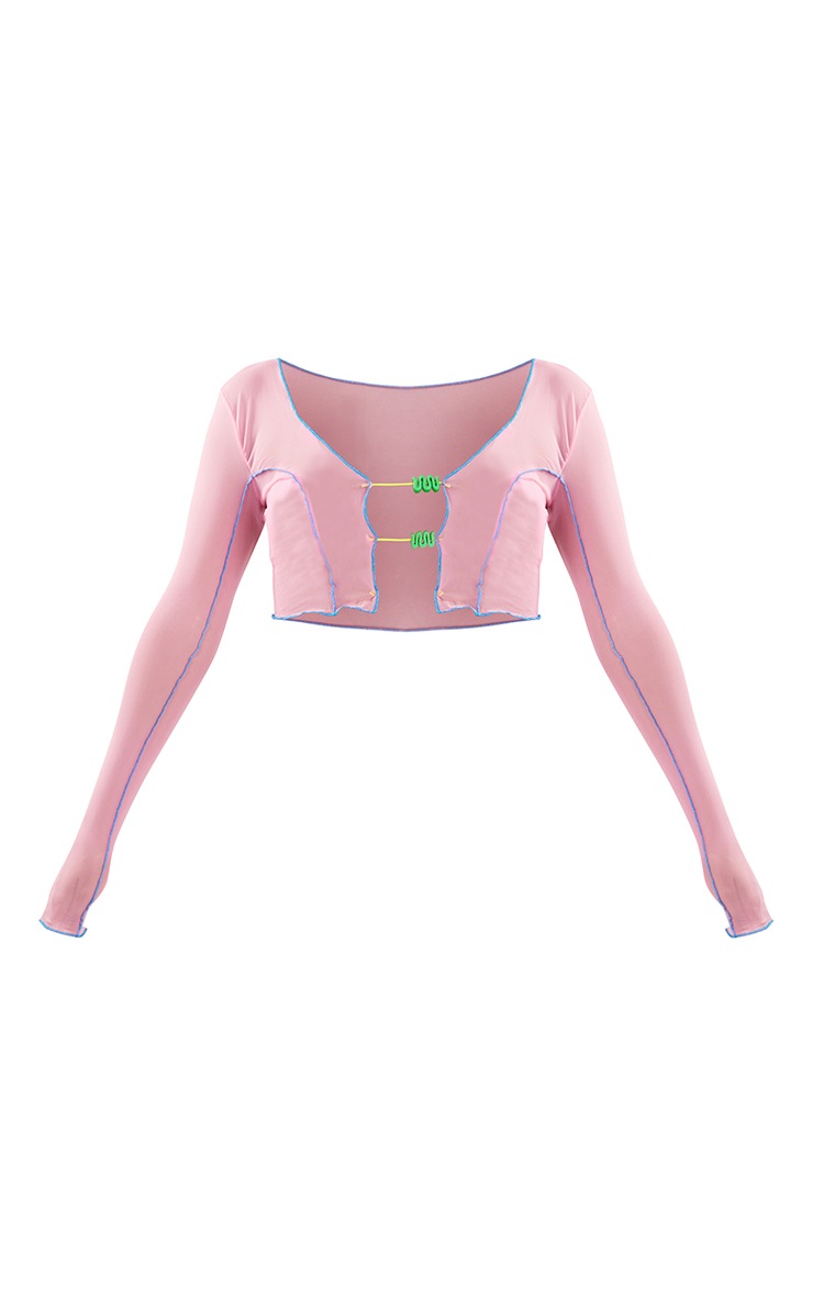 Candy Pink Funky Trim Contrast Stitch Beach Top | Swimwear | PLT