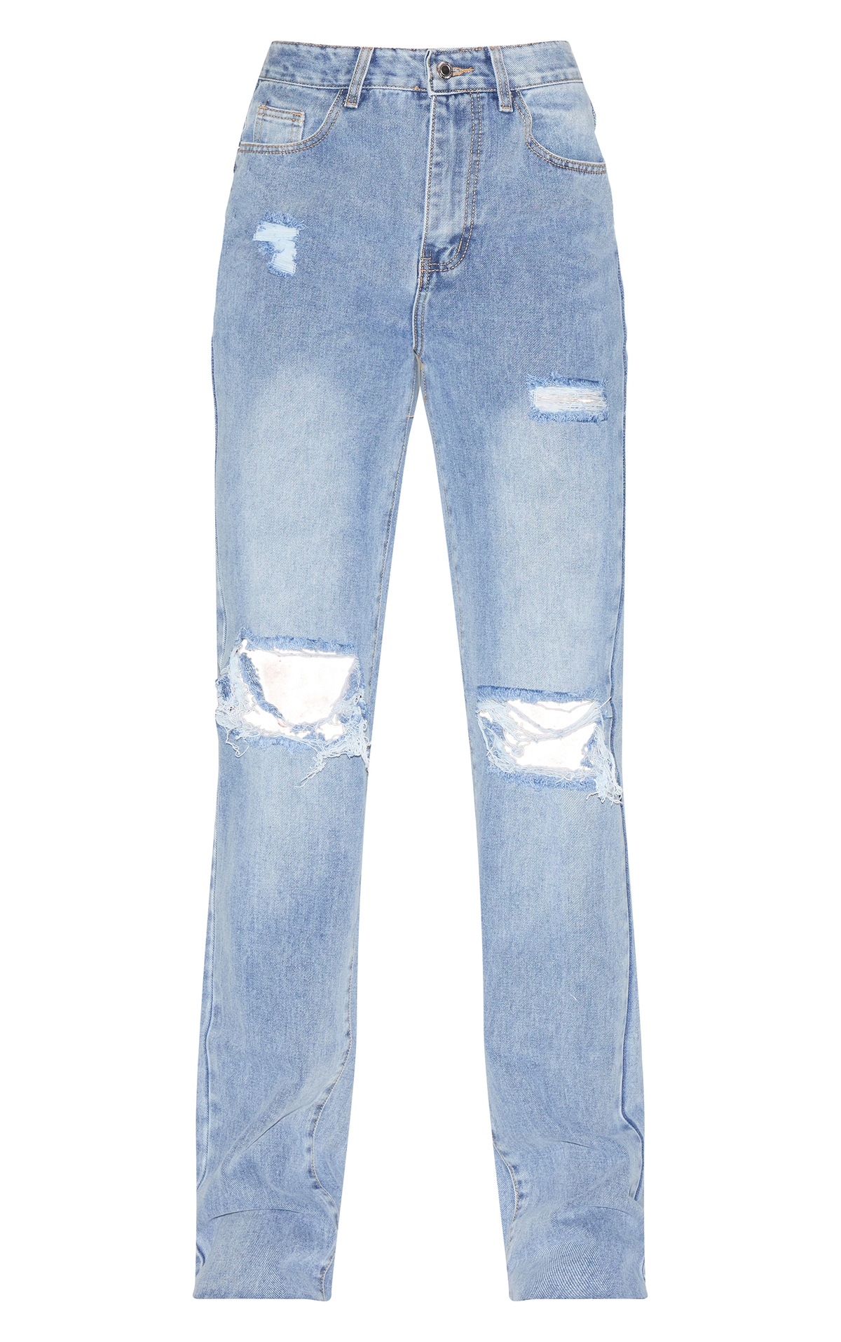 Tall Light Wash Extra Long Ripped High Waist Jeans | Tall | PLT