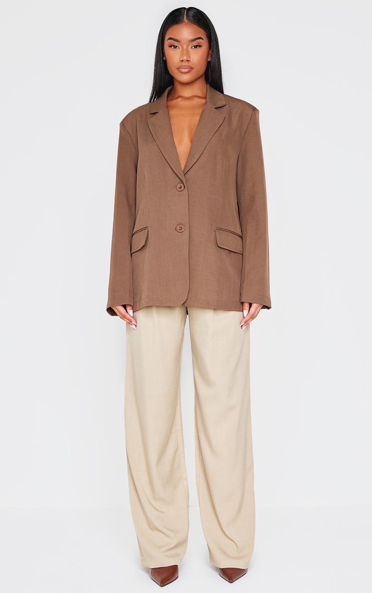 Taupe Seam Detail Structured Oversized Blazer | Outerwear ...