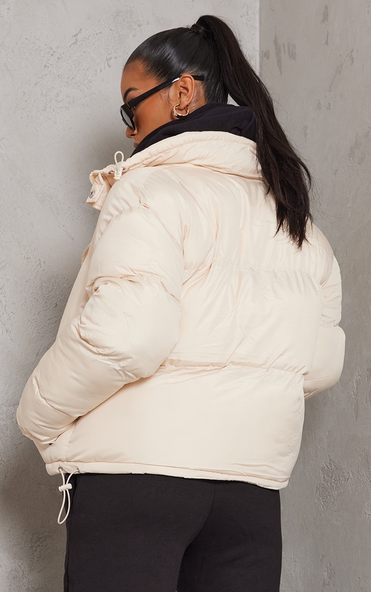 Cream Toggle Detail Puffer Jacket | PrettyLittleThing IRE
