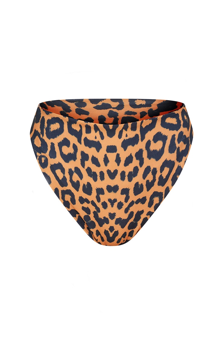 Orange Cheetah Print High Waisted High Leg Bikini Bottom