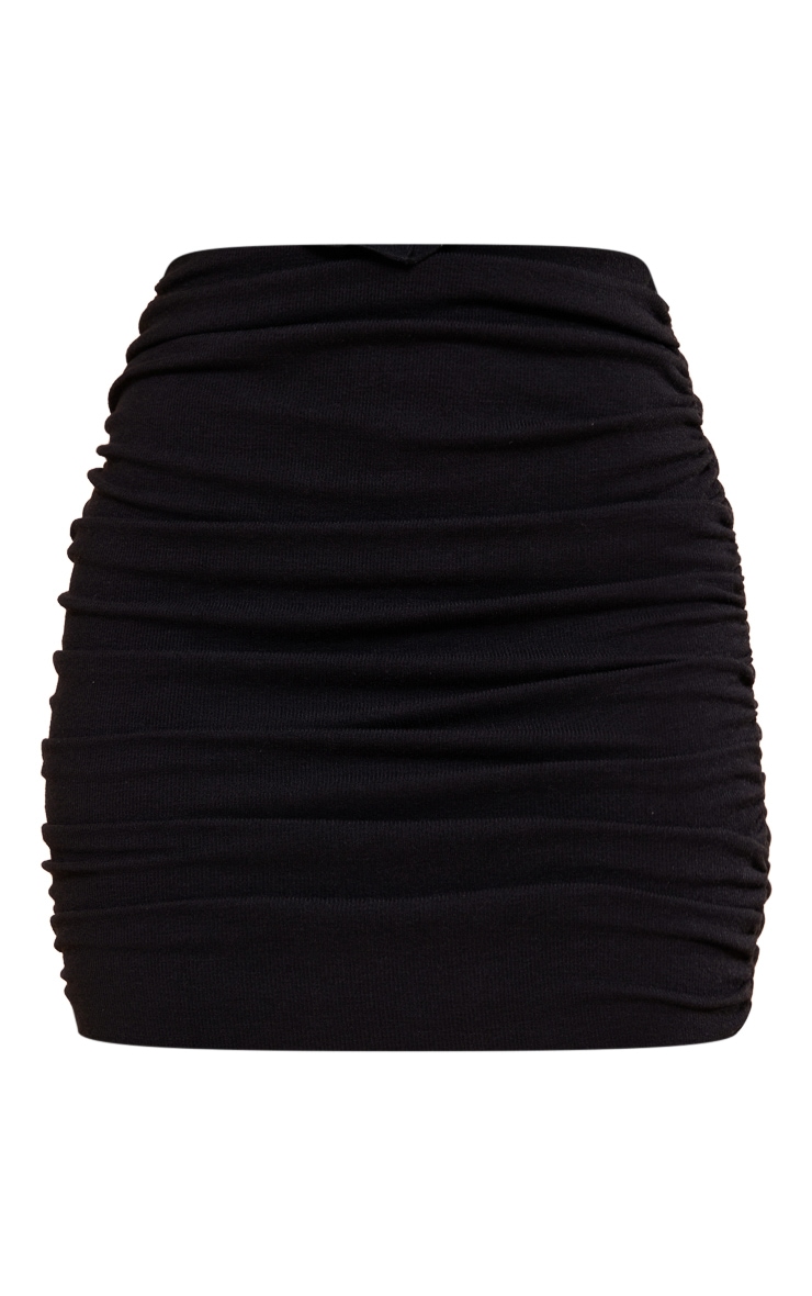 Black Rib Ruched Mini Skirt | Two Piece Sets | PrettyLittleThing USA