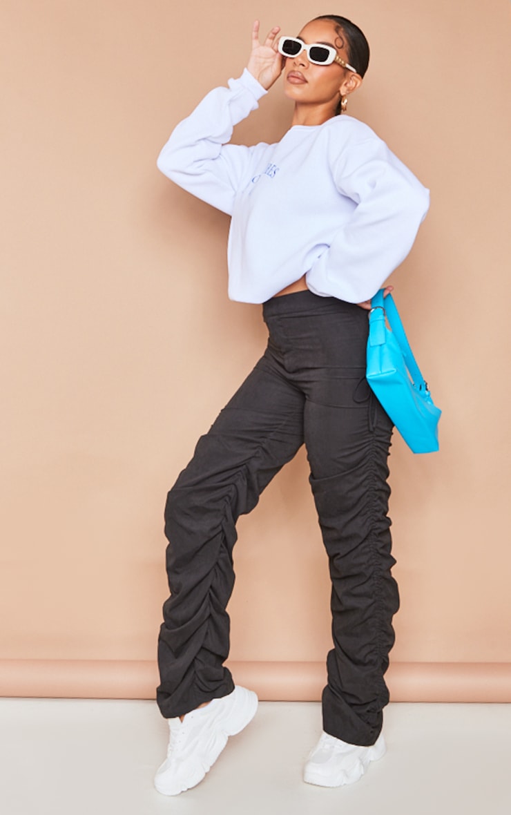 Ruched black pants | PrettyLittleThing USA