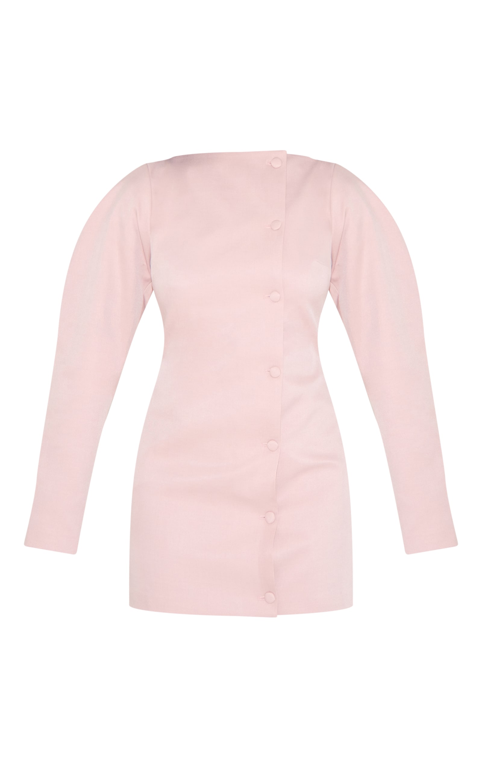 Pale Pink Woven Slash Neck Button Mini Dress | Dresses ...