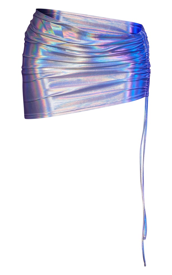 Silver Metallic Extreme Ruched Micro Mini Skirt | PrettyLittleThing UAE