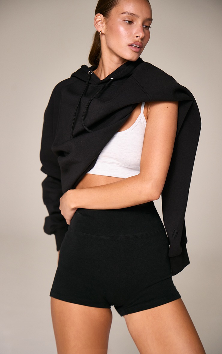 Black Embroidered Interlock Hoodie | Athleisure | PLT