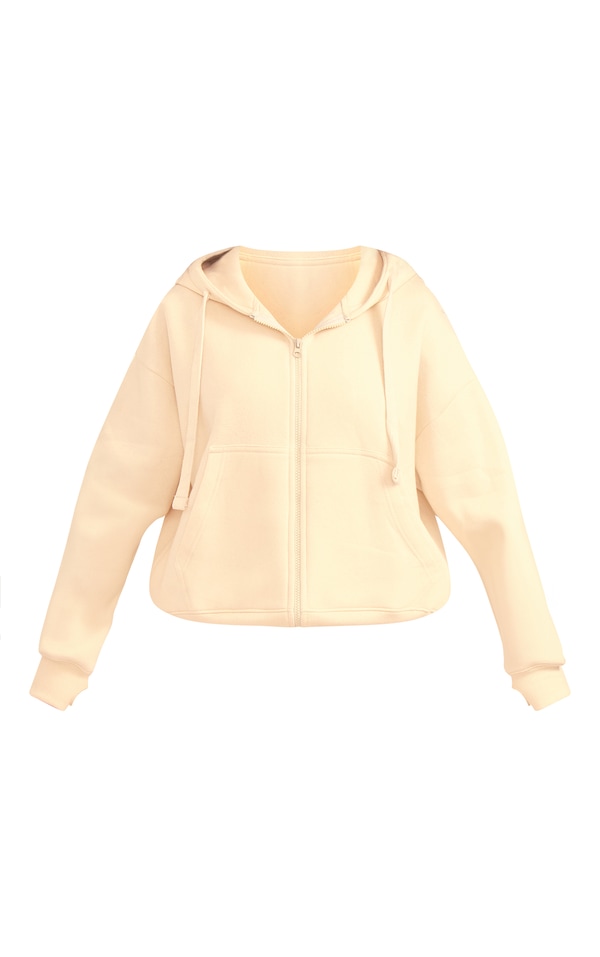 Cream Oversized Hooded Zip Up Sweatshirt | Sweat | PrettyLittleThing