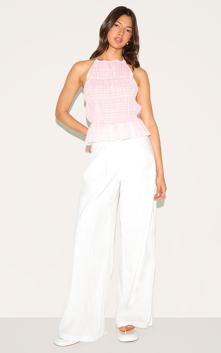 Light Pink Check Tiered Long Top | Tops | PLT USA