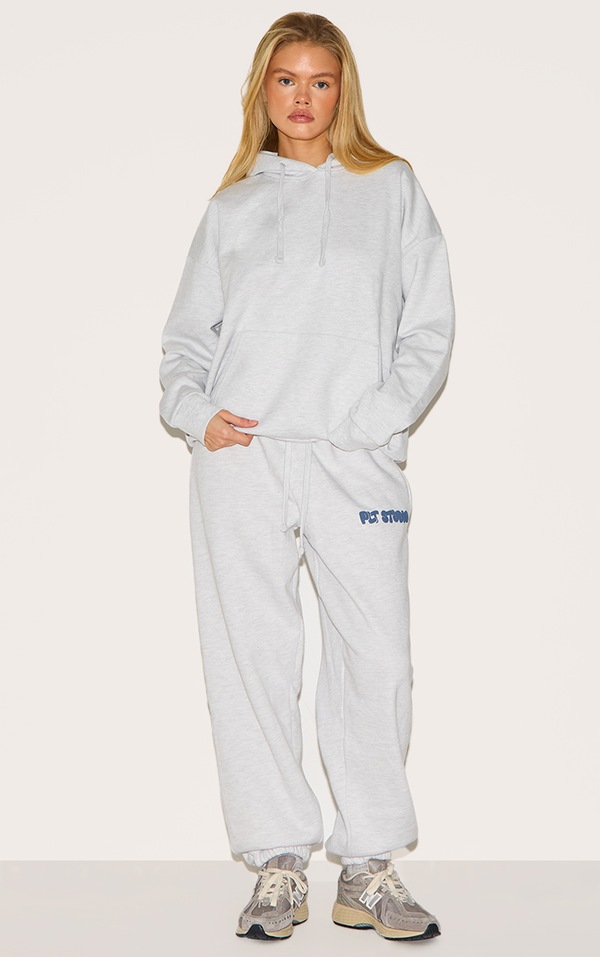 PLT Ash Grey Premium Studio Cuffed Sweatpants | Sweat | PrettyLittleThing USA
