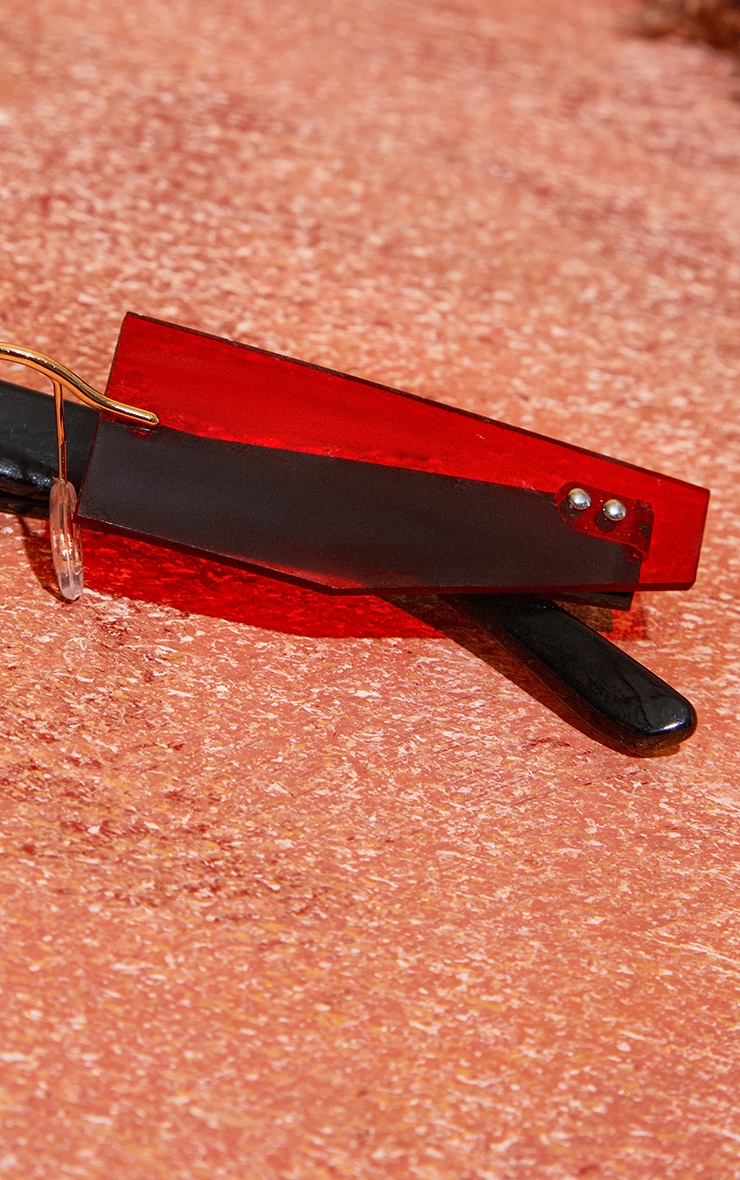 Red Frameless Ultra Slim Sunglasses | PrettyLittleThing