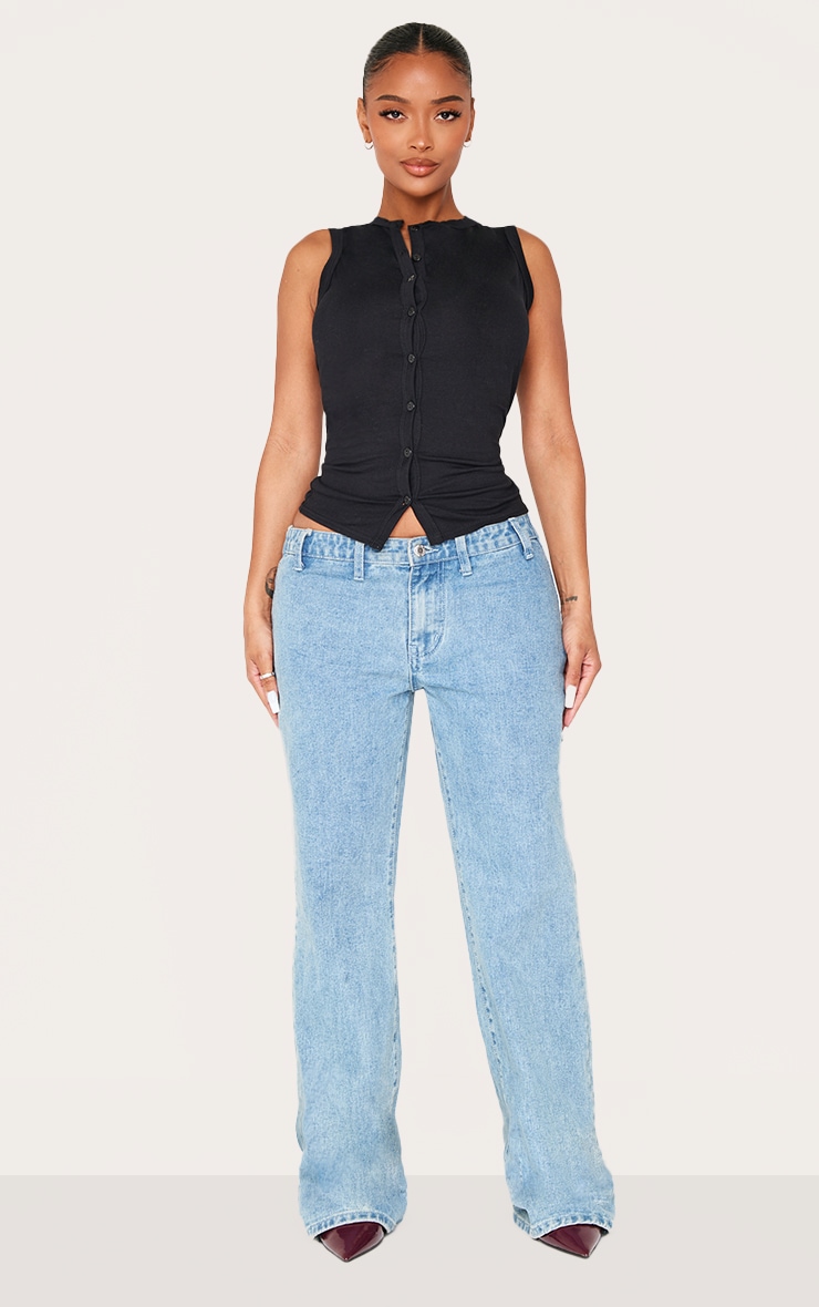 Shape Black Asymmetric Button Front Sleeveless Top | Shape | PLT