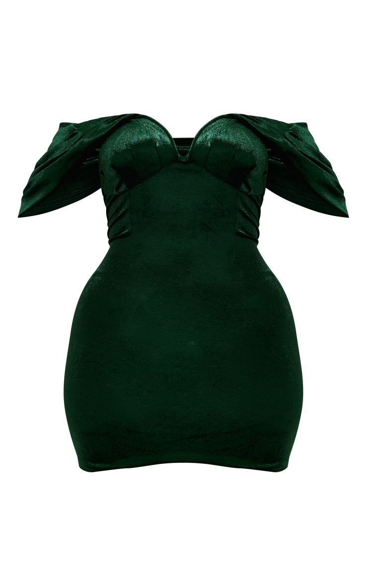 Plus Emerald Green Velvet V Bar Bodycon Dress | Plus Size ...