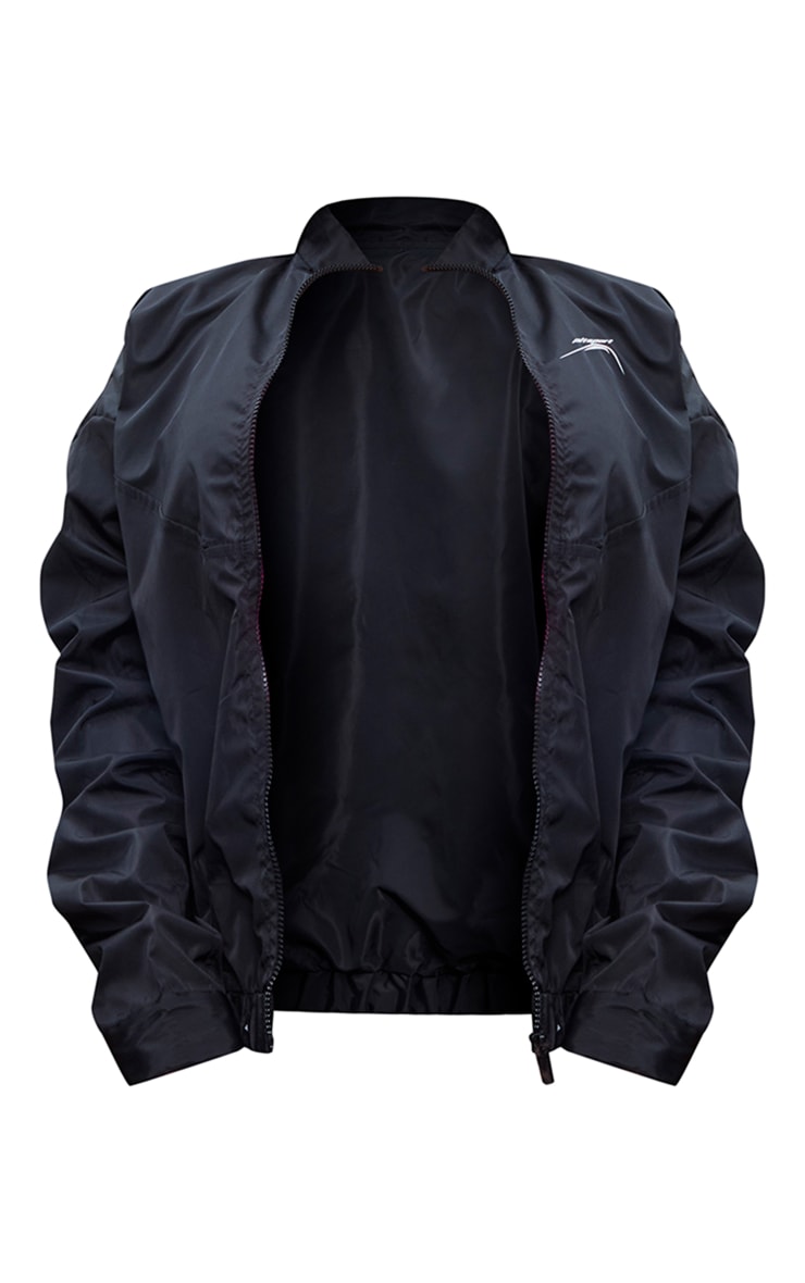 Plt Black Sport Shell Badge Zip Up Jacket | PrettyLittleThing USA