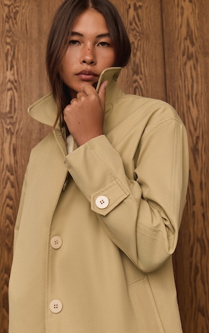 Beige Long Sleeve Car Jacket | Outerwear | PrettyLittleThing USA