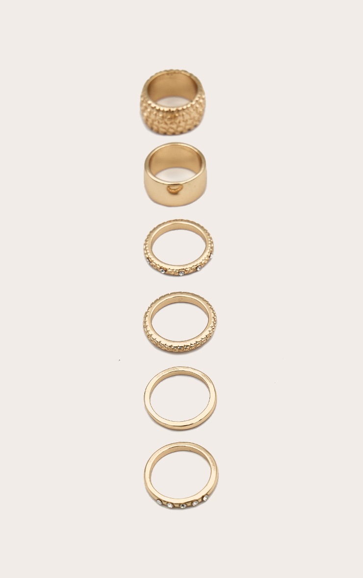 Gold Jewel Texture Chunky Multipack Rings | Accessories ...