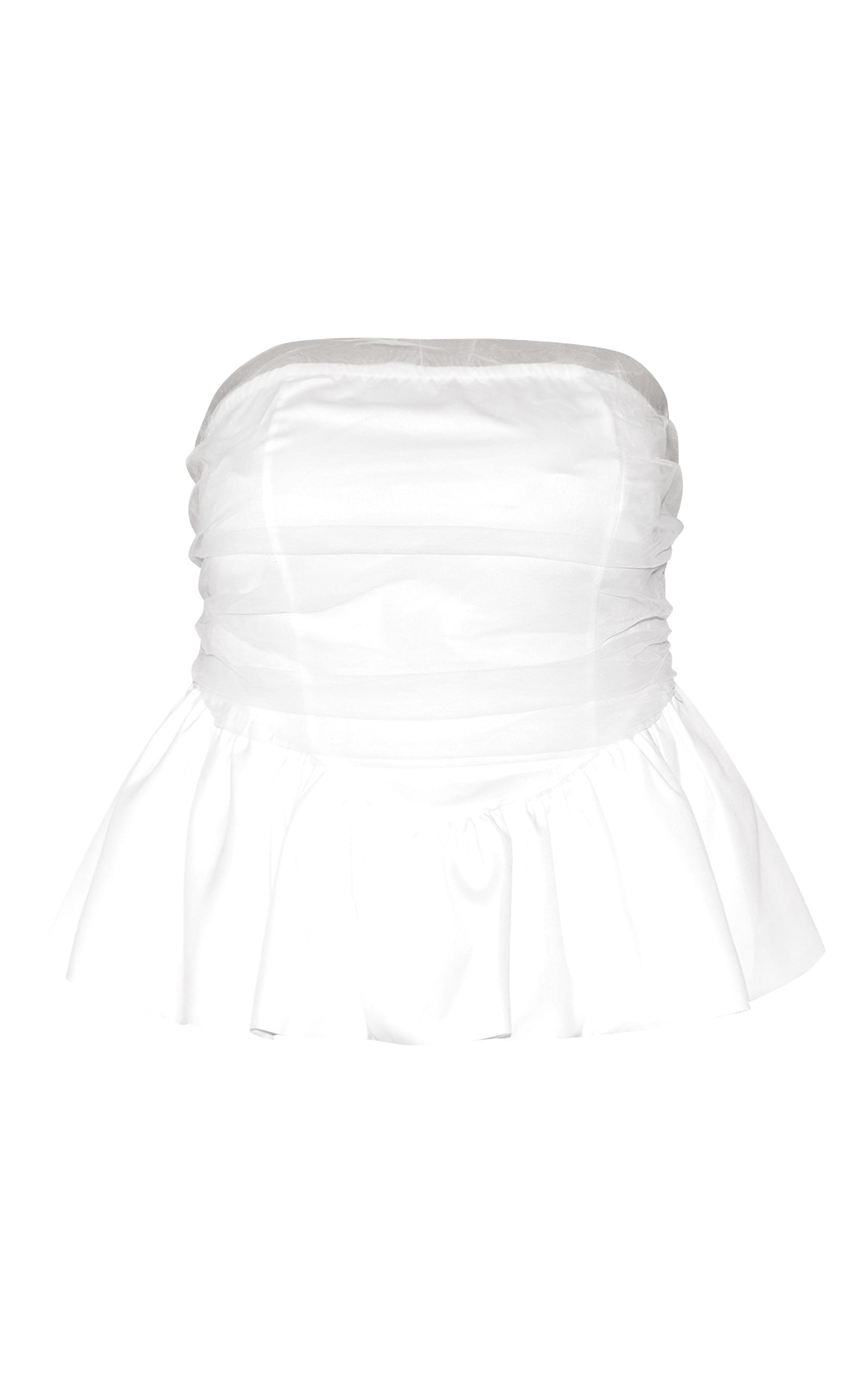Plus White Mesh Overlay Peplum Corset | Plus Size | PLT